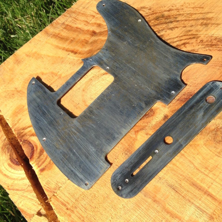 Steel Stratocaster pickguards -Contact Rusted Relics Music- DIY guitar
