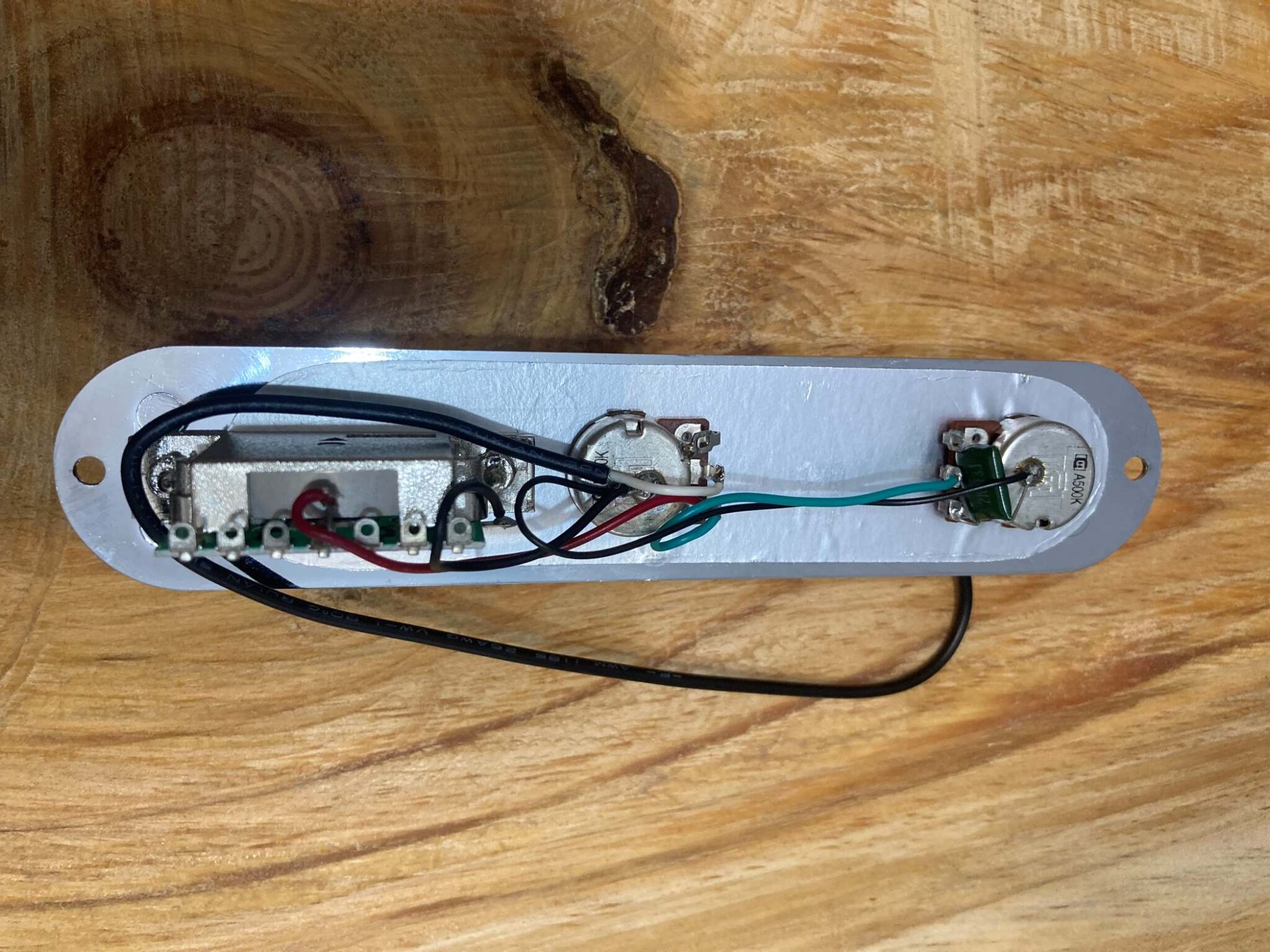 Prewired 3 way telecaster control plate with chrome plated knobs. Ships ...